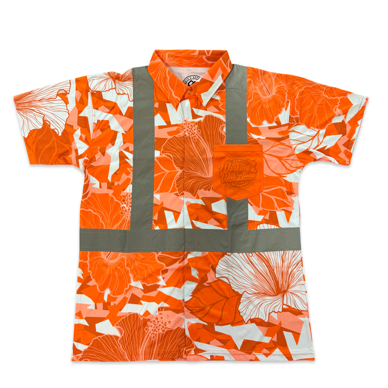 HIBISCUS CAMO - SHORT SLEEVE POLO - CLASS 2 - ORANGE – Ahlo's Apparel