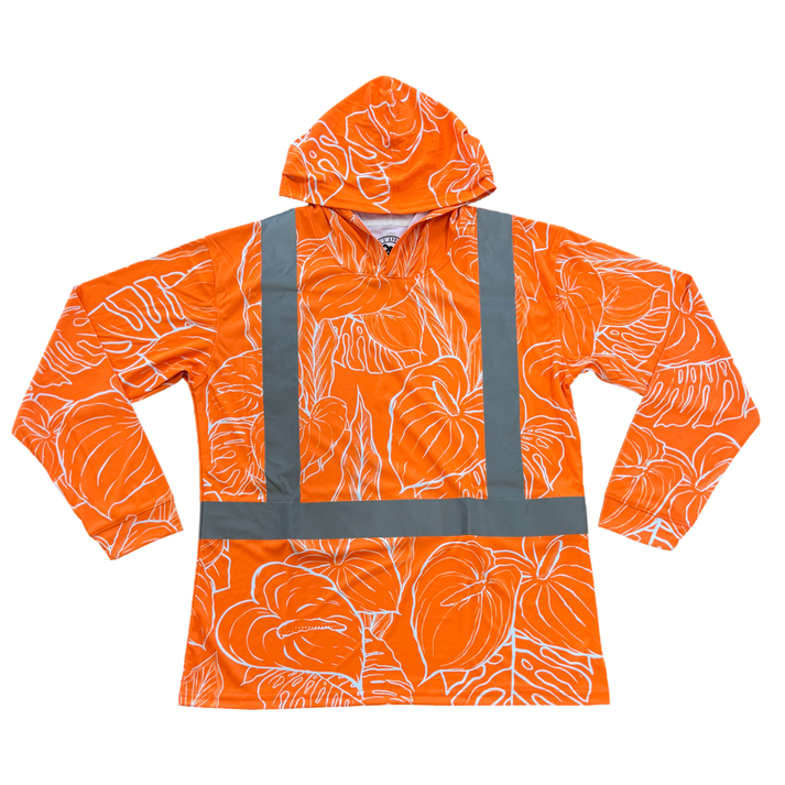 ANTHURIUM MIST - LONG SLEEVE HOODIE -ORANGE – Ahlo's Apparel