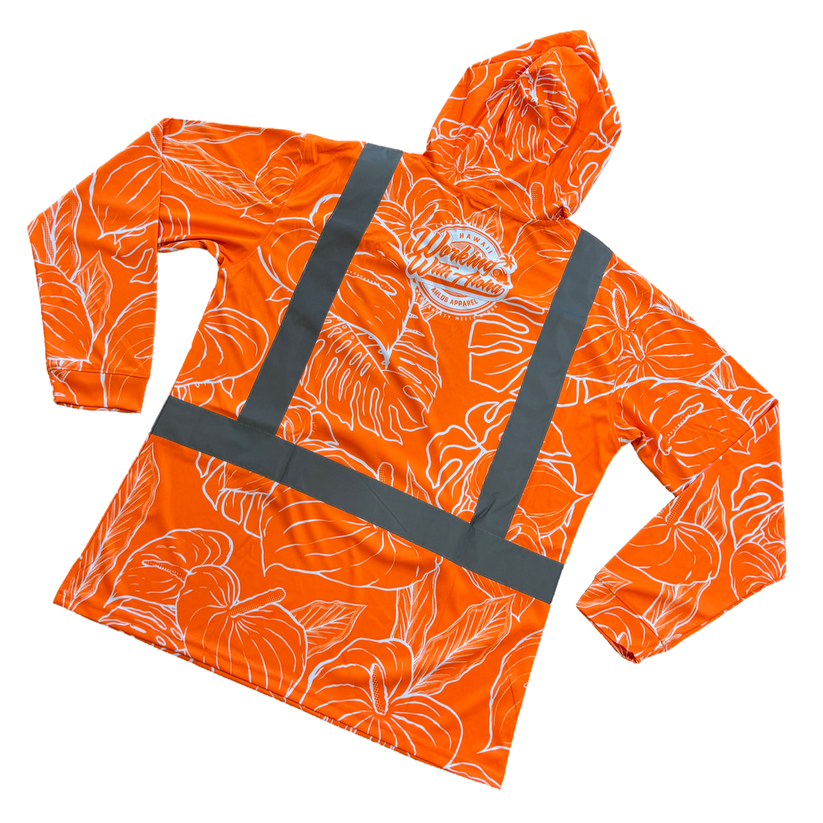 ANTHURIUM MIST - LONG SLEEVE HOODIE -ORANGE – Ahlo's Apparel